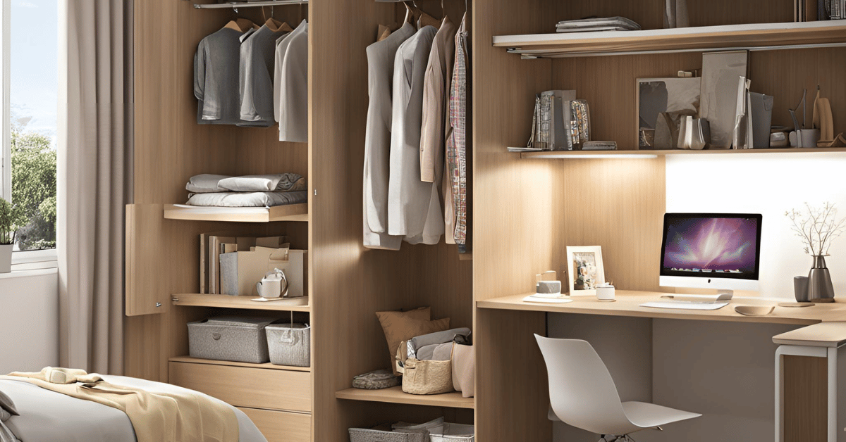 Wardrobe With Study Table Design Ideas | Montdor Interior